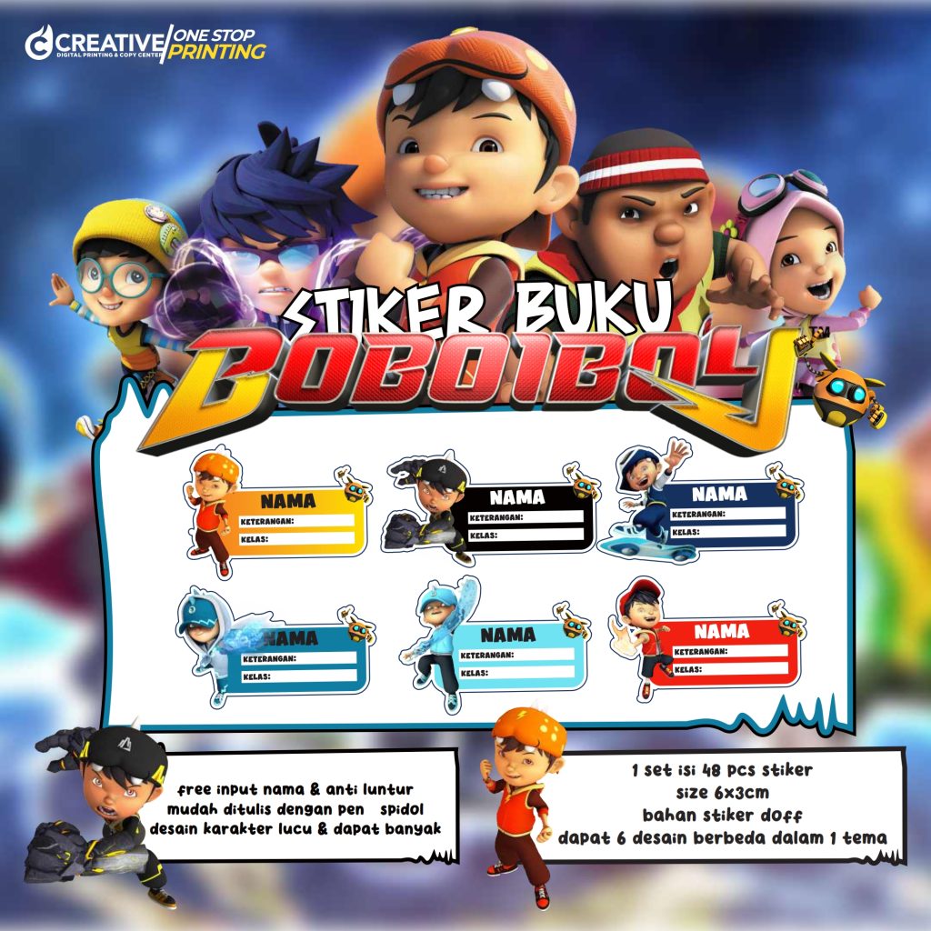 Sticker Nama Buku - Sticker Nama Bentuk - Creative Digital Printing